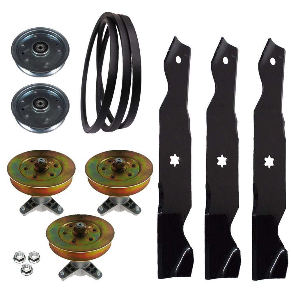 REPLACEMENT KIT BLADES BELT SPINDLE PULLEYS 742-0677B, 942-0677 754-06 ...